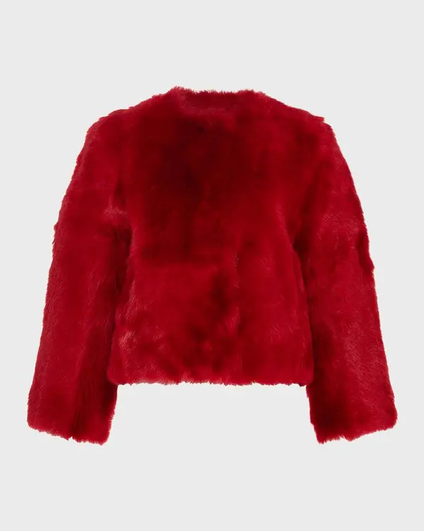 Gorski Reversible Toscana Shearling Lamb Collarless Jacket - Red