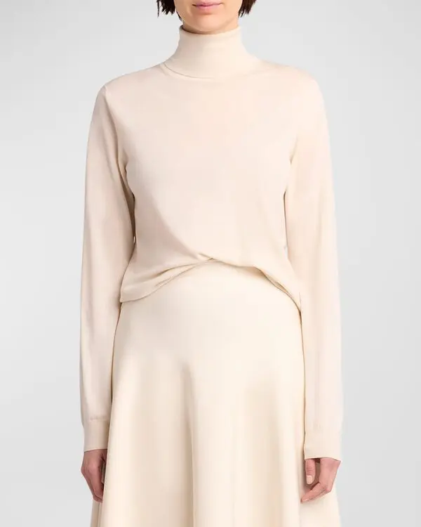 THE ROW Heva Wool Turtleneck Top - Shell