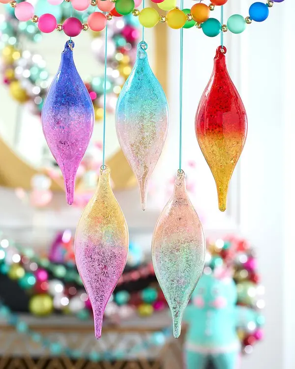 GLITTERVILLE 8.5" Ombre Finial Christmas Ornaments, Set Of 5