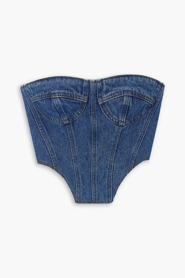 David Koma Denim Bustier Top - Mid Denim