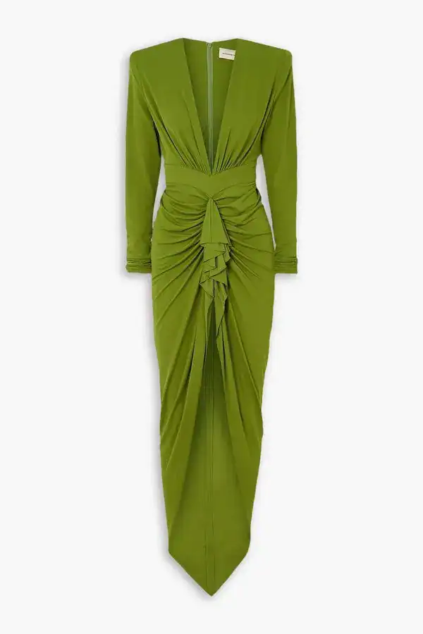 Alexandre Vauthier Ruched Stretch-Crepe Maxi Dress In Leaf Green - 85% Off  | Editorialist