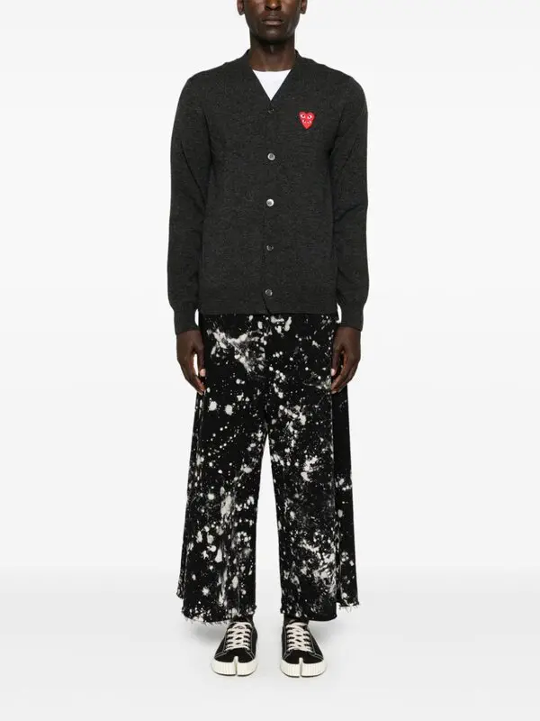 Play Comme Des Garcon Heart-patch Wool Cardigan