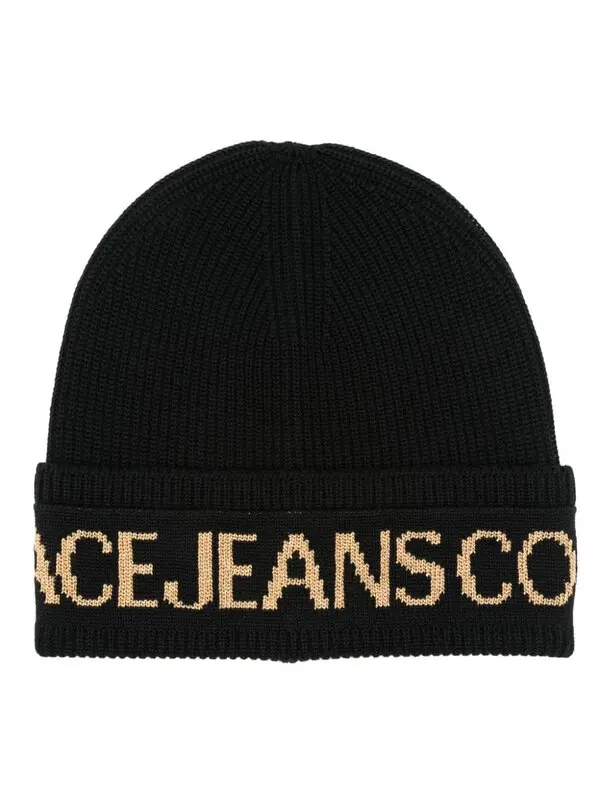 Versace Intarsia-logo Beanie - Black