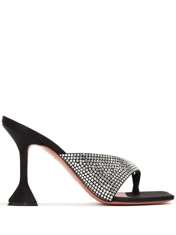 Amina Muaddi Shiona 95mm Crystal-embellished Mules - Black