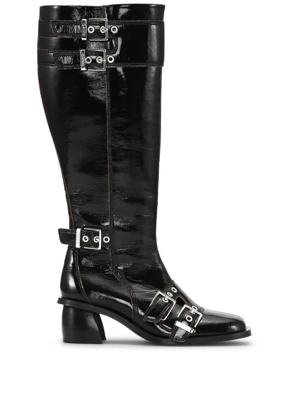 GANNI Double-buckle Knee-high Boots