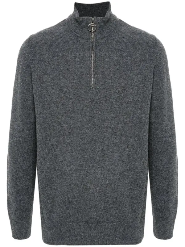 Barbour Wool Quarter Zip Sweater - Grey