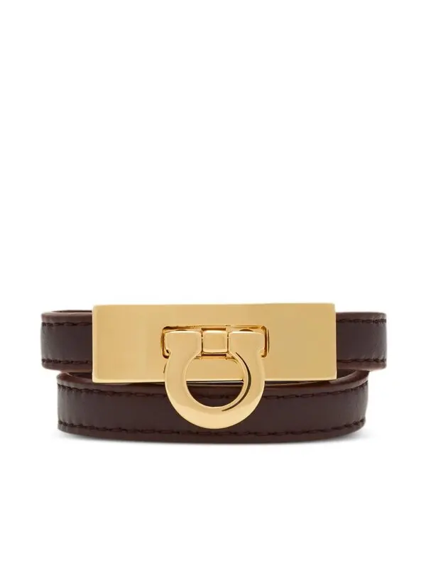 FERRAGAMO Gancini Double Wrap Bracelet - Brown