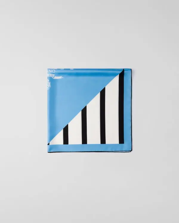 Prada Printed Silk Twill Scarf 90x90 - Sea Blue