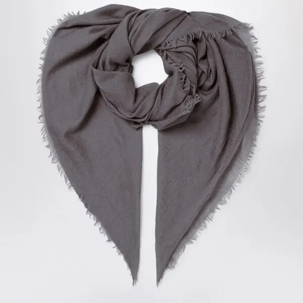 Destin Mud Coloured Wool Silk Blend Scarf - Grey