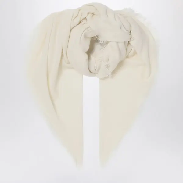 Destin White Milk Cashmere Scarf - Green