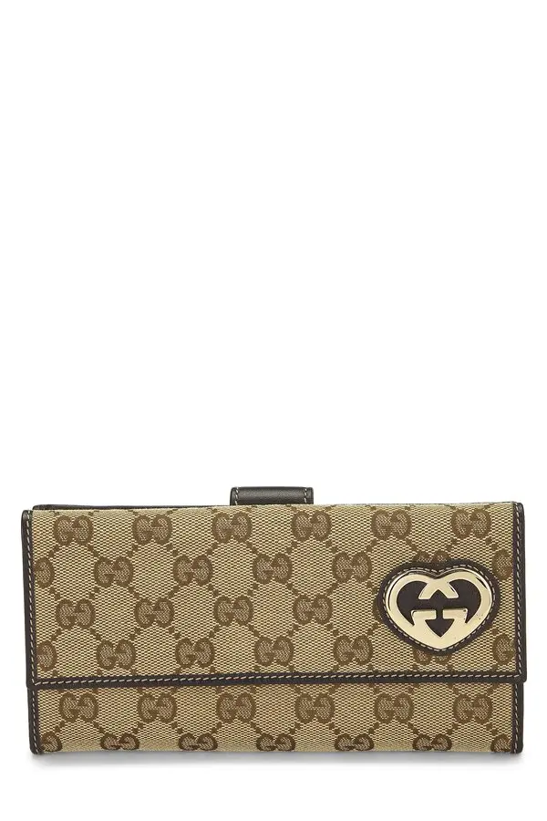 Gucci Brown Original Gg Canvas Lovely Heart Continental Wallet