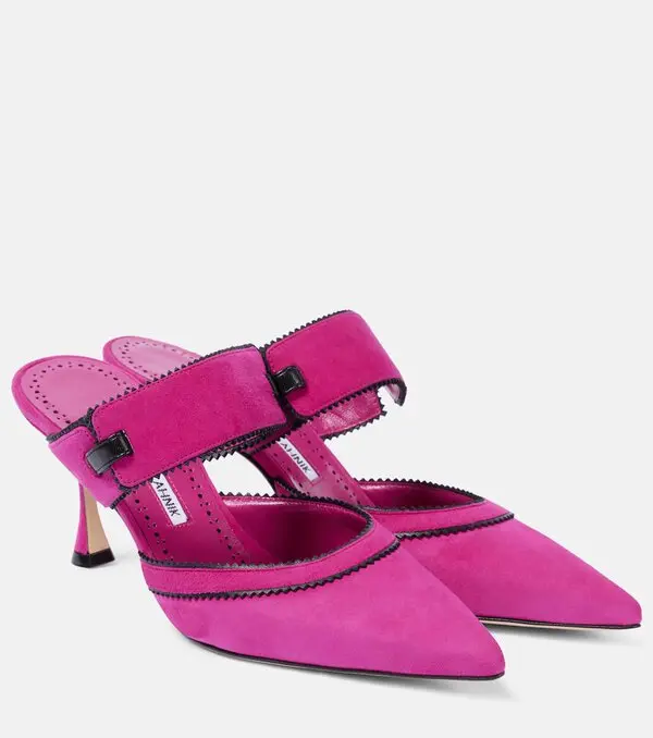 Manolo Blahnik Brontiamusa 70 Suede Mules