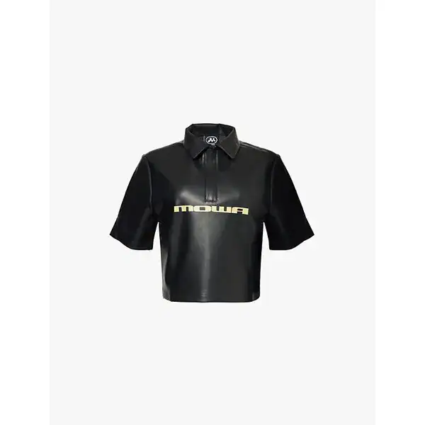 MOWALOLA ポロシャツ mサイズ Mowalola Moto Polo Collar Faux-Leather Shirt M - Black | Editorialist