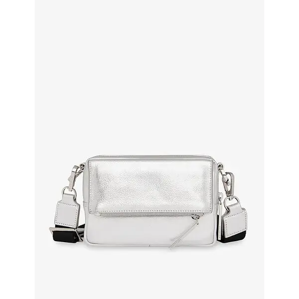 Whistles Bibi Metallic Leather Cross-body Bag - Silver