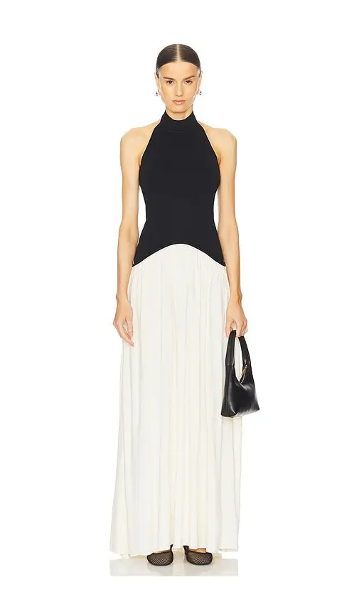 Solid & Striped Halter Soglio Dress In Beige - Clay & Noir