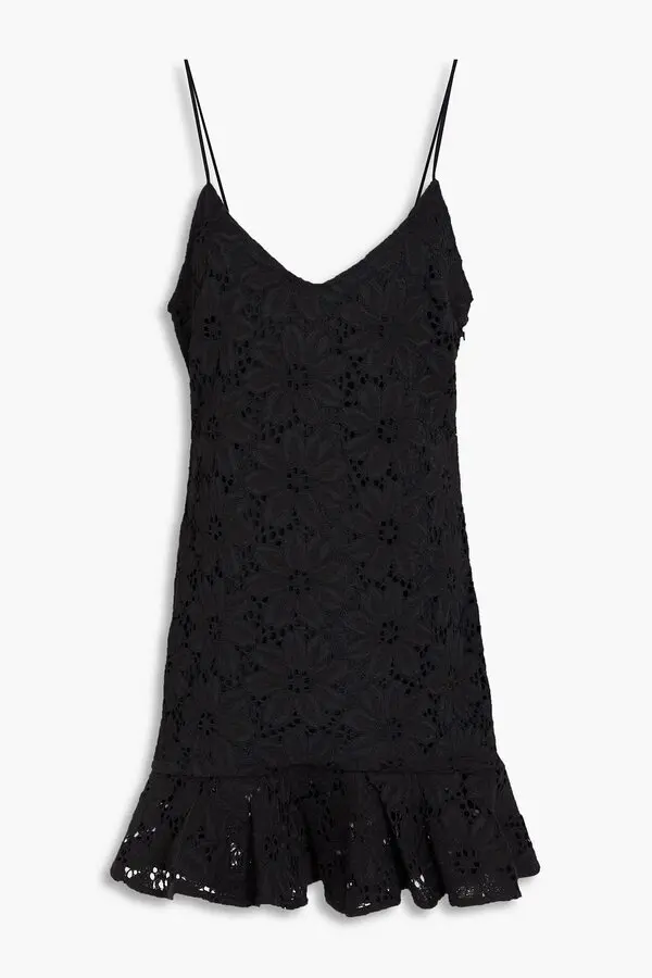 Remain Birger Christensen Ruffled Corded Lace Mini Dress - Black