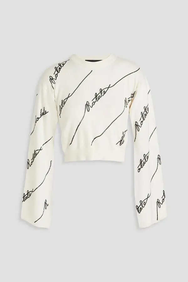 Remain Birger Christensen Cropped Sequin-embellished Sweater - Ivory