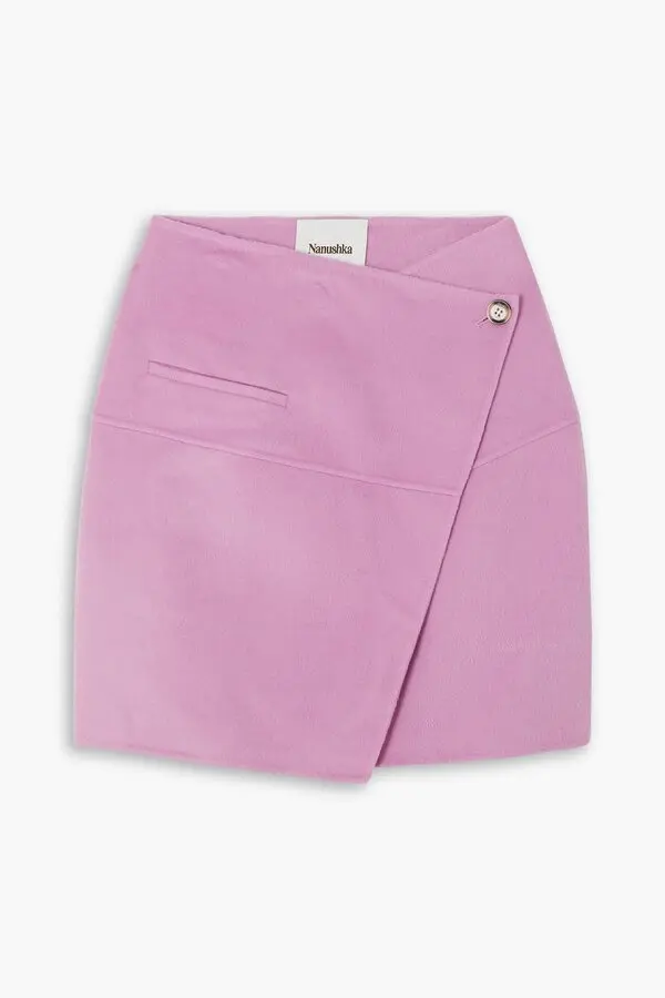 Nanushka Kyla Wool And Silk-blend Mini Wrap Skirt