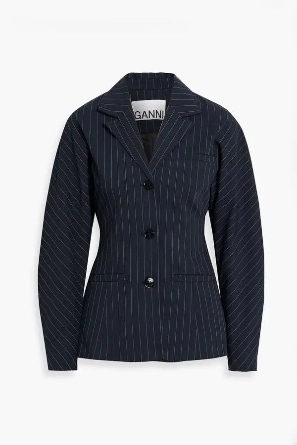 GANNI Pinstriped Twill Blazer