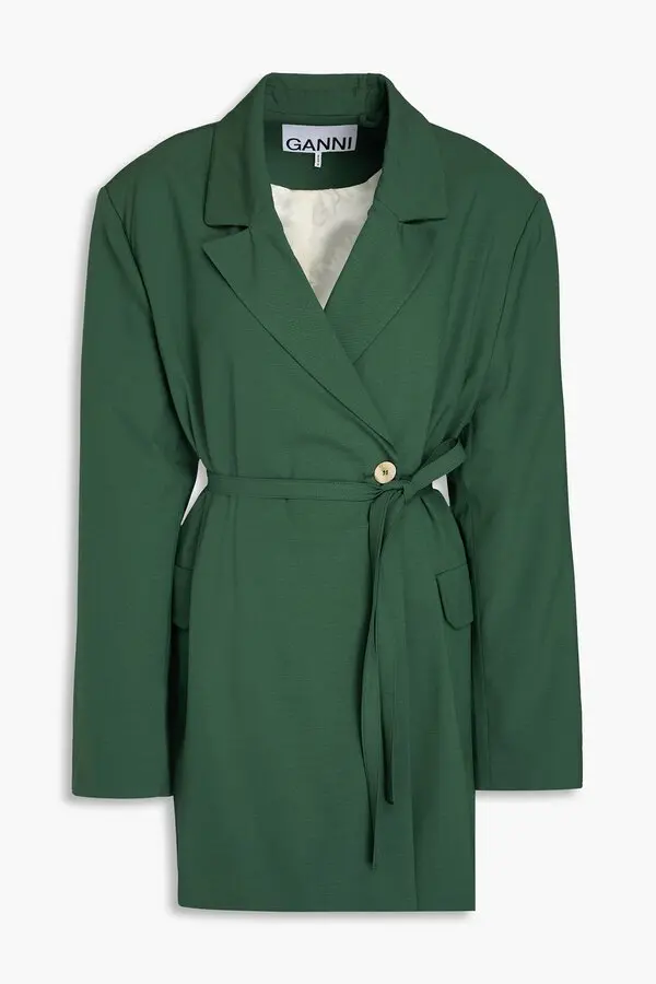 GANNI Double-breasted Crepe Blazer