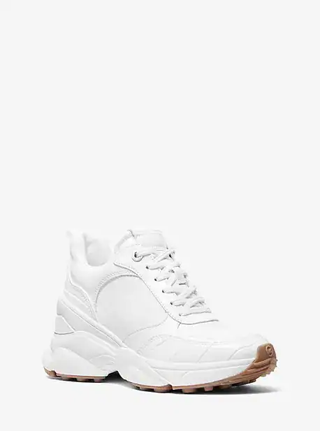 Michael Kors Katrina Mixed-Media Trainer In White - 75% Off