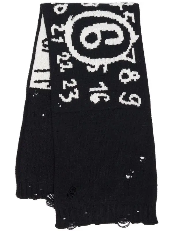 MAISON MARGIELA Numbers-motif Virgin Wool Scarf