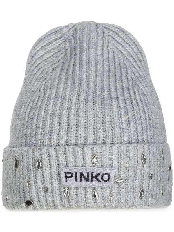 Pinko Crystal-embellished Beanie - Grey