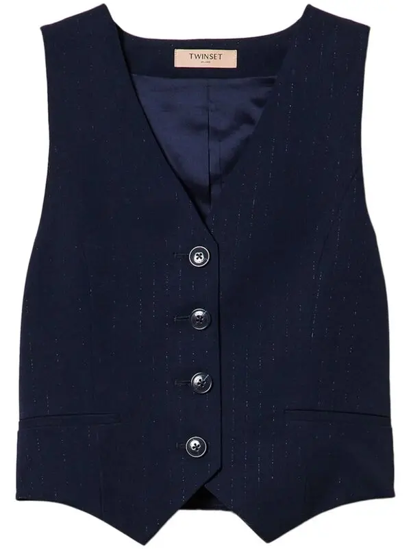 TWINSET Lurex-detail Pinstriped Waistcoat