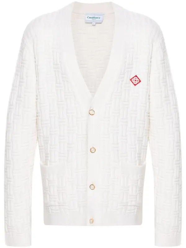 Casablanca Column Stitch Merino Wool Cardigan