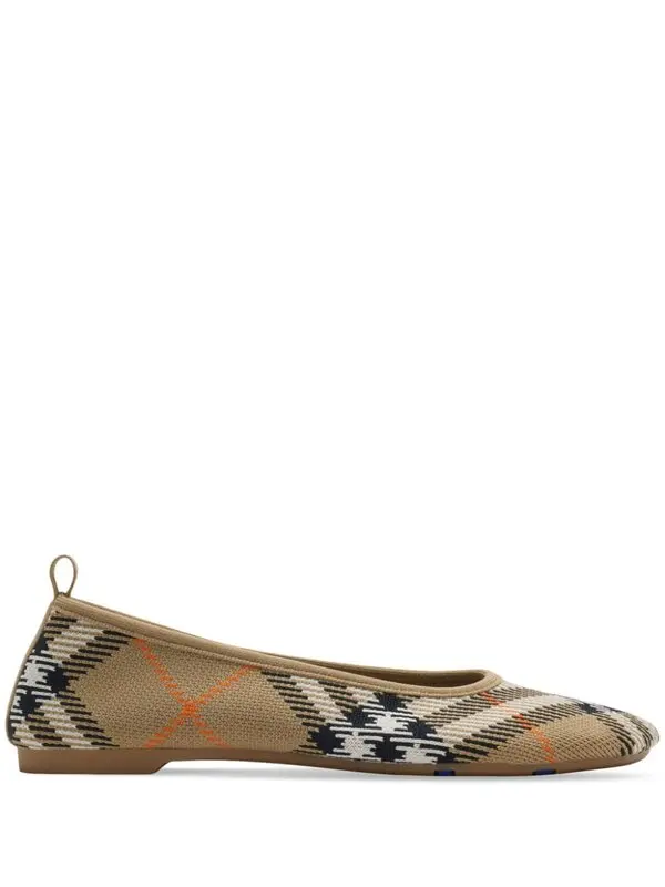 Burberry Checkered Knitted Ballerinas - Neutrals