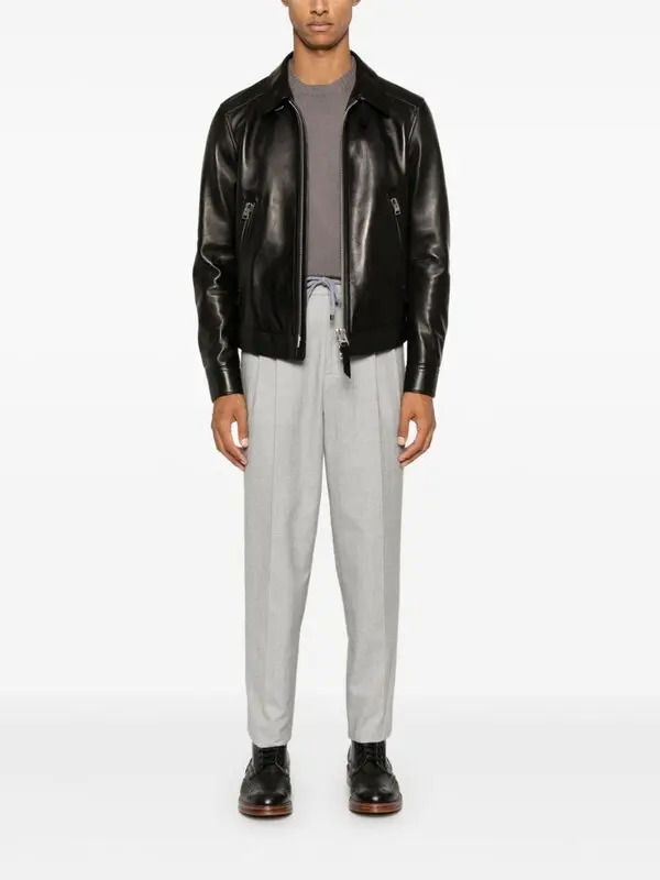 Brunello Cucinelli Herringbone-pattern Tapered Trousers