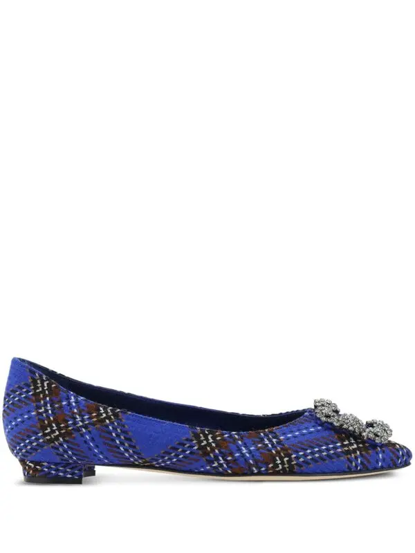Manolo Blahnik Hangisi Ballerina Shoes - Blue