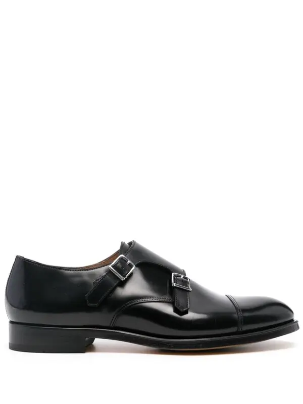 DOUCAL'S Leather Monk Shoes - Black
