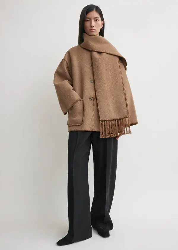 TOTÊME Embroidered Scarf Jacket - Camel