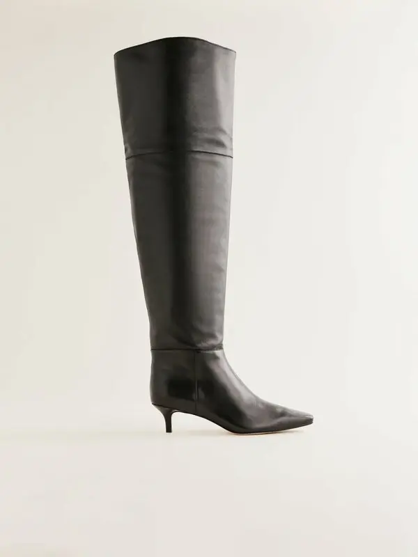 REFORMATION Roxanne Over The Knee Boot - Black Leather