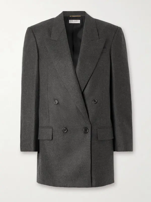 Saint Laurent Double-breasted Cashmere-twill Blazer - Gray