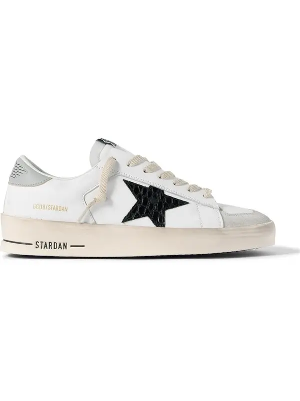 Golden Goose Stardan Distressed Suede-trimmed Leather Sneakers