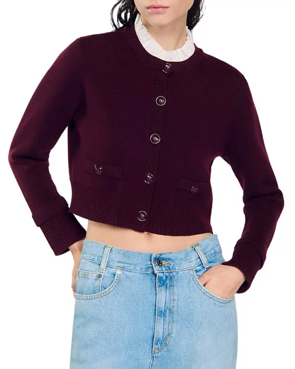 Sandro Minimeunier Cardigan Sweater - Bordeaux