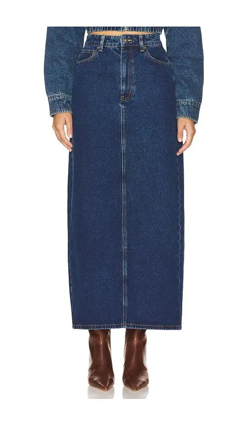 Bardot Evianna Denim Maxi Skirt - Washed Indigo