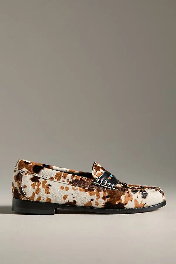 G.H.BASS Whitney Weejuns Leopard Loafers - Brown Multi