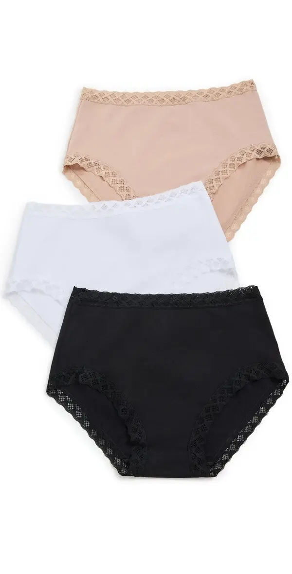 Natori Bliss Full Briefs 3 Pack - Black/cafe/white
