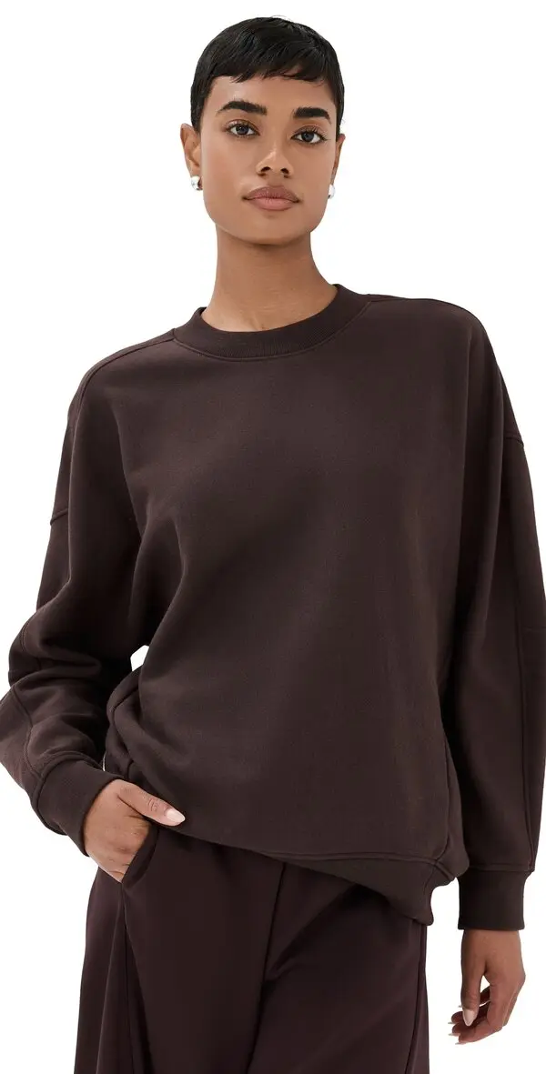 Tibi Cocoon Crewneck Sweatshirt - Brown