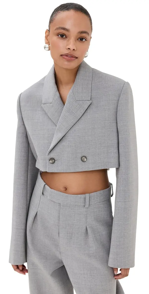 Wardrobe.NYC Cropped Blazer - Grey Marl