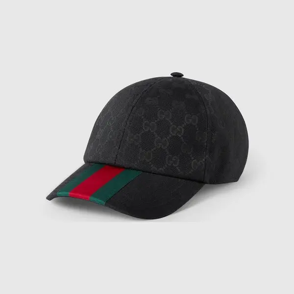 Gucci Gg Canvas Baseball Hat With Web Stripe - Black