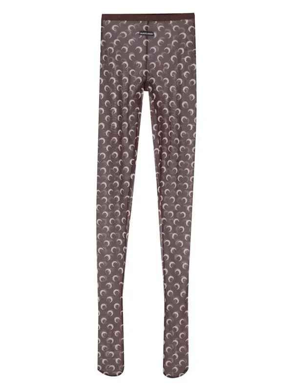 MARINE SERRE Crescent Moon Print Tights - Brown