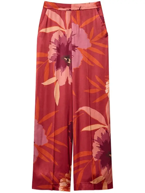 TWINSET Floral-print Wide-leg Trousers