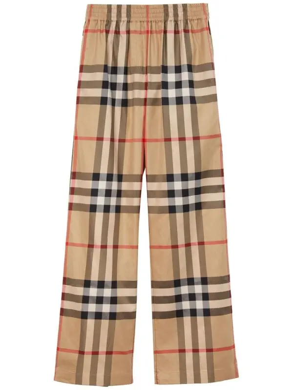 Burberry Check-pattern Cotton Trousers - Neutrals