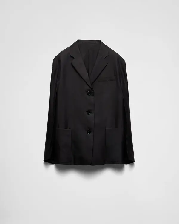 Prada Single-Breasted Twill Jacket - Black | Editorialist