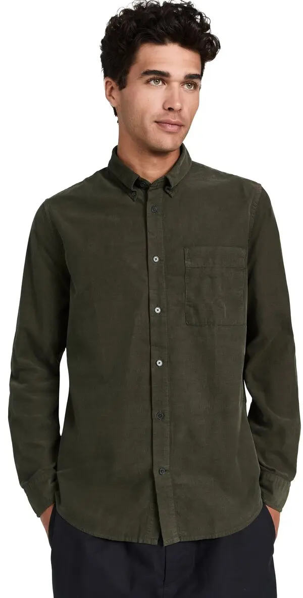 Nn07 Arne Soft Corduroy Shirt - Dark Army
