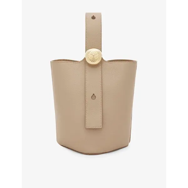 Loewe Pebble Mini Leather Bucket Bag - Sand